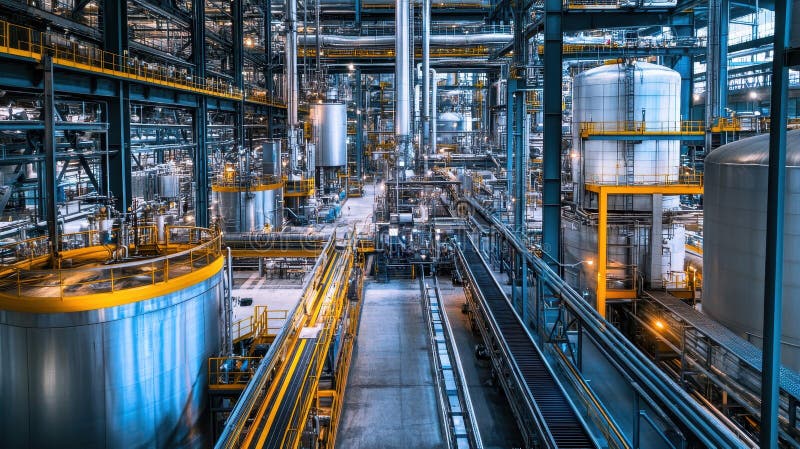 A Modern Industrial Facility Showcasing Large Tanks and Pipes for ...