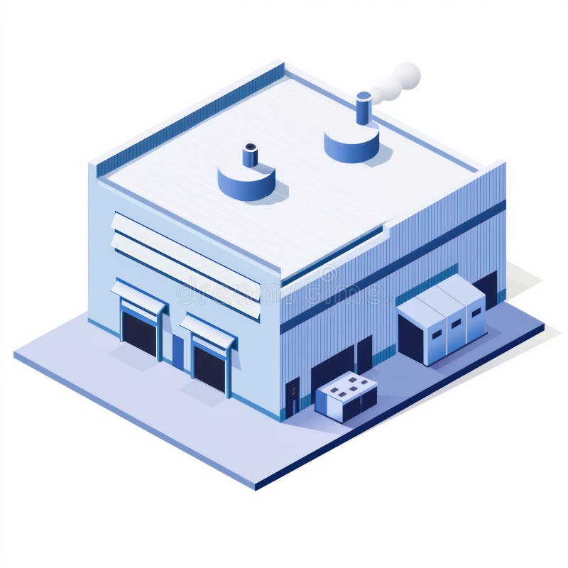 Modern Industrial Facility with Warehouse Design Featuring Smokestacks ...
