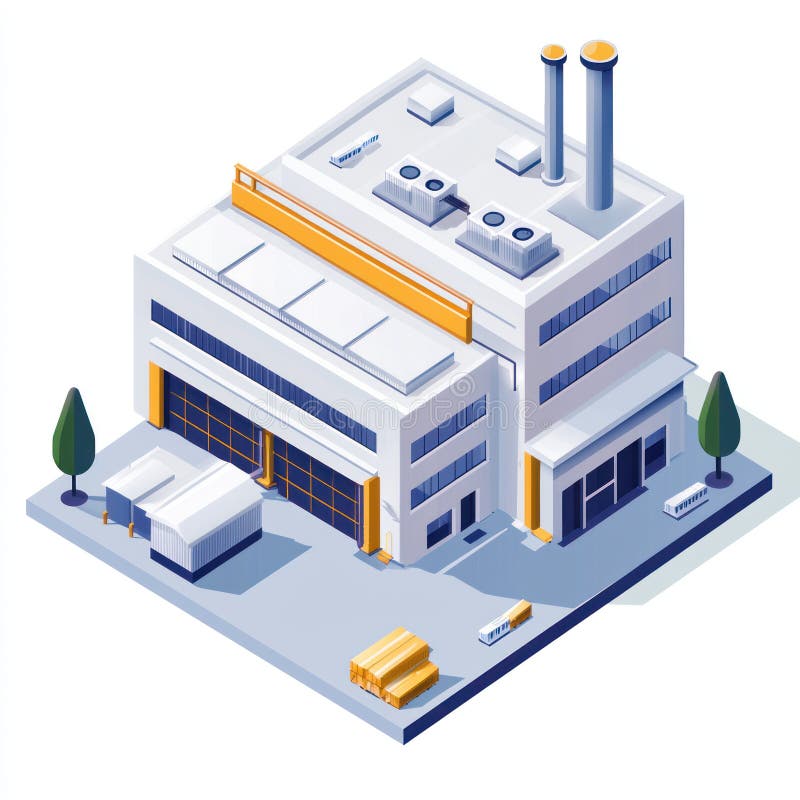 Modern Industrial Facility with Warehouse, Loading Dock, and Storage ...