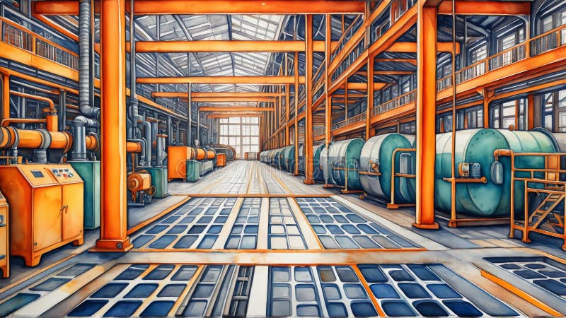 Modern Industrial Factory Interior with Machinery and Steel Structures ...