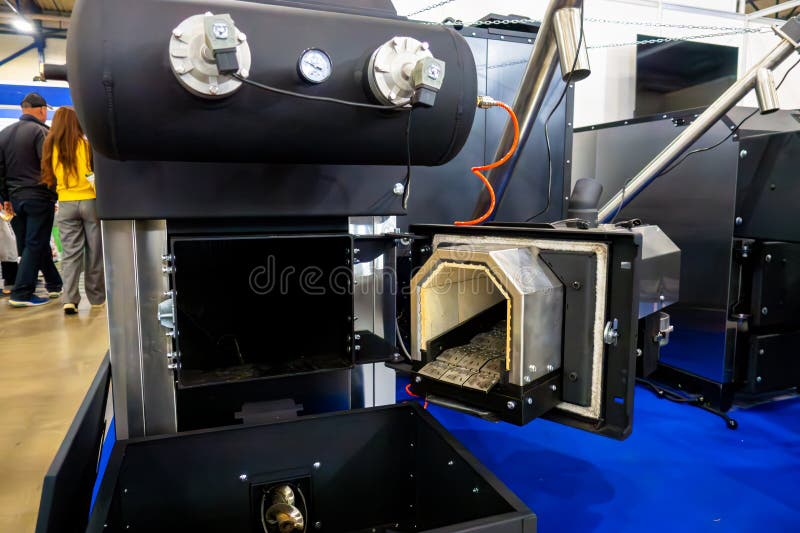 Modern Industrial Furnace with Open Hatch Stock Image - Image of lining ...