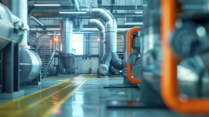 Modern Industrial Hvac System in a Boiler Pump Room Showcasing ...