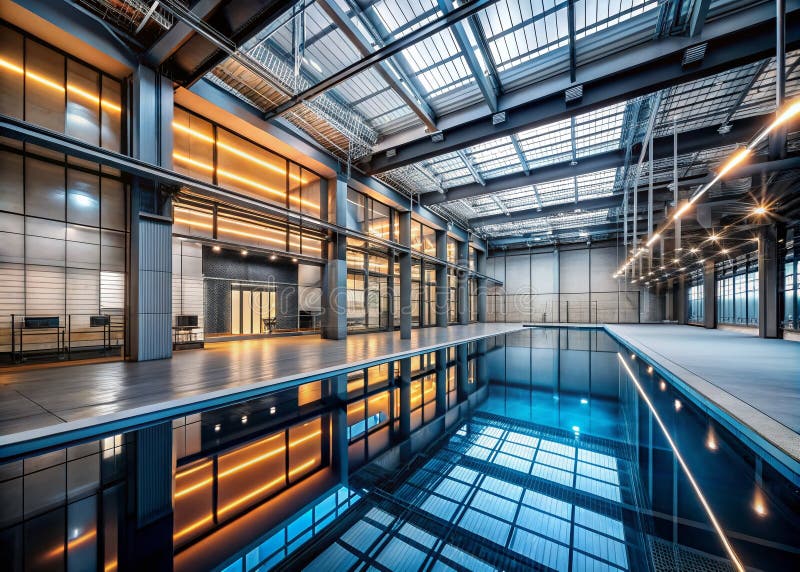 Modern Industrial Interior Design with Reflective Pool a Stunning ...
