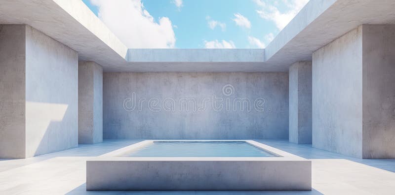 Modern Industrial Interior Template Featuring a Concrete Room with a ...