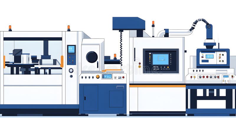 Modern Industrial Machine Setup for Manufacturing Stock Illustration ...