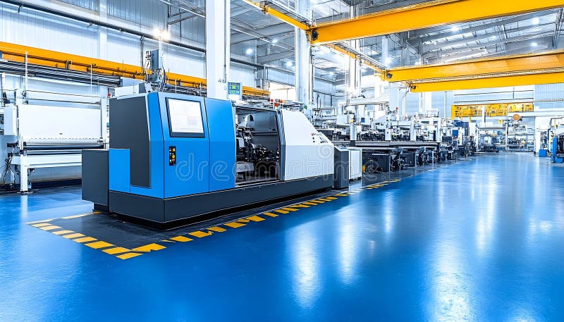 Modern Industrial Machinery in a Large, Clean Factory Stock ...