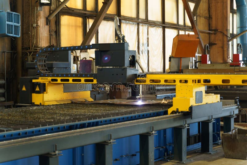 Modern Industrial Machinery Performs Laser Cutting in an Active ...