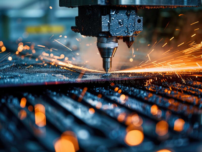 Automated CNC Machine with Sparking Process Stock Image - Image of ...