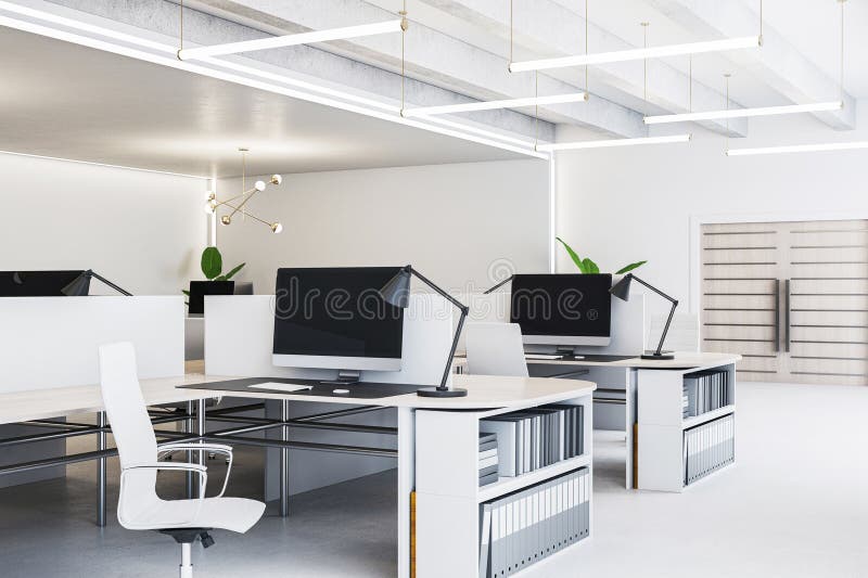 Modern Industrial Office Design with Stylish Lighting and Organized ...