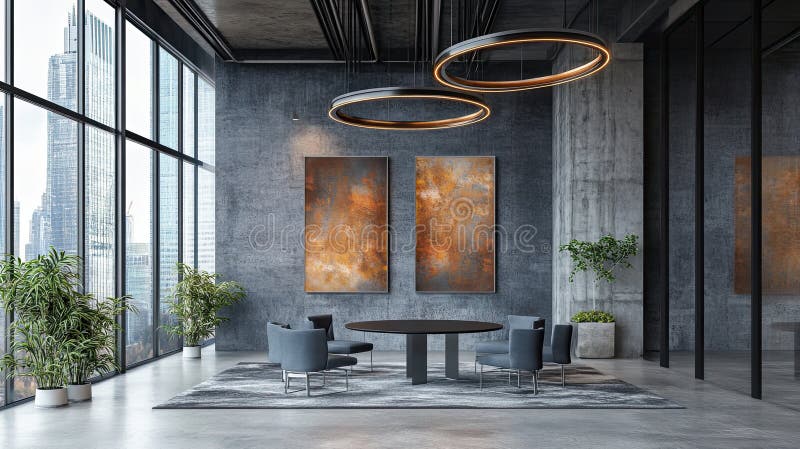 Modern Industrial Office Meeting Room Interior Design Stock Image ...