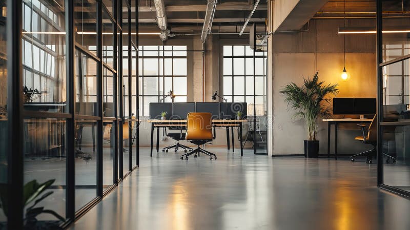 Modern Industrial Office Space with Open Concept and Natural Lighting ...