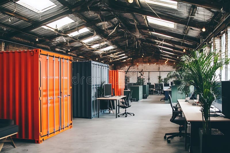 Modern Industrial Office Space with Shipping Container Walls and ...