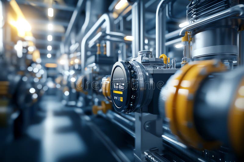 Modern Industrial Pipeline System with Metallic Tubes and Pressure ...