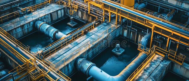 Modern Industrial Pipeline System Showcasing Water Treatment Efficiency ...