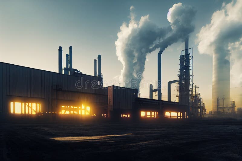 Modern Industrial Plant 3d Visualization, Production Manufacturing ...