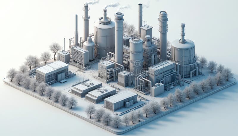 Modern Industrial Plant in Isometric Style. Complex Tech Structure with ...