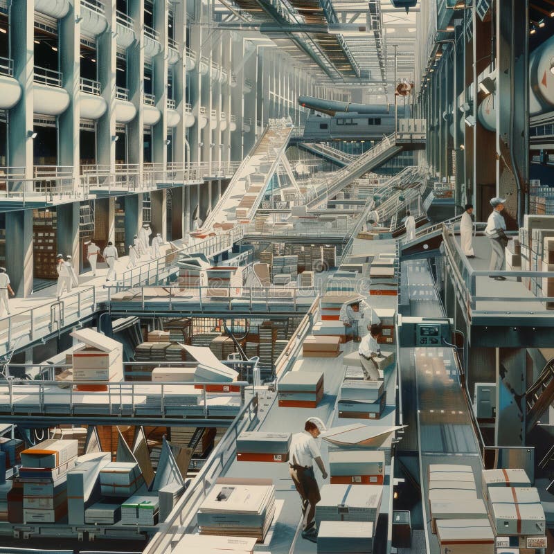 Modern Industrial Print Facility Stock Image - Image of assembly ...