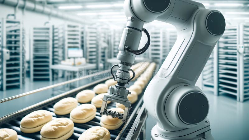 Modern Industrial Robot in a Food Company Stock Illustration ...