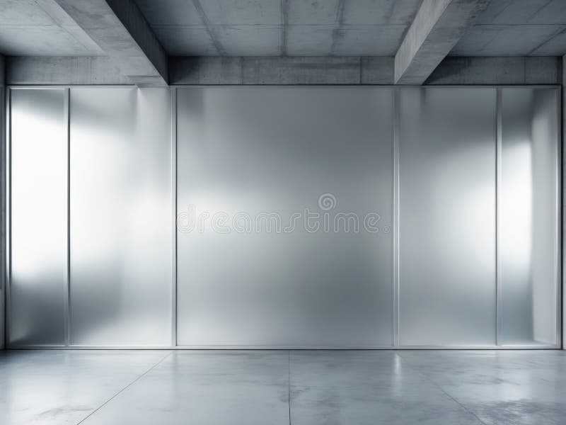 Modern Industrial Room with Silver Metal Backdrop Stock Image - Image ...