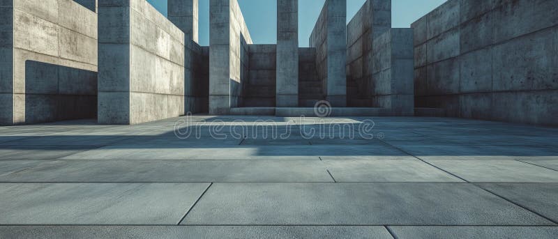 Modern Industrial Space Featuring Smooth Concrete Tiles and Textured ...