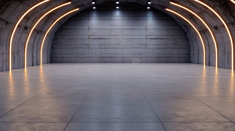 Modern Industrial Space with Soft Lighting and Concrete Walls for ...