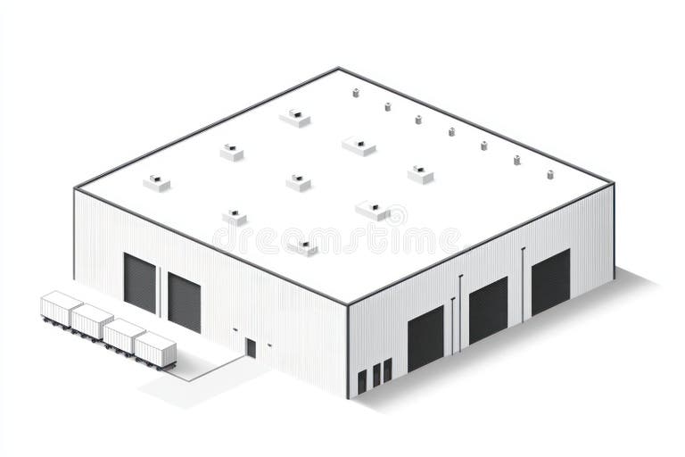 Modern Industrial Storage Warehouse with Flat Roof and Loading Docks ...