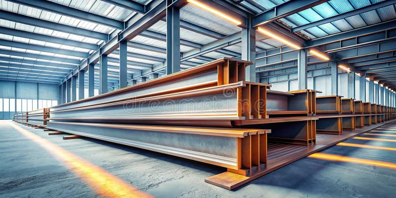 Modern Industrial Structure Steel Beams Supporting a Concrete Floor a ...