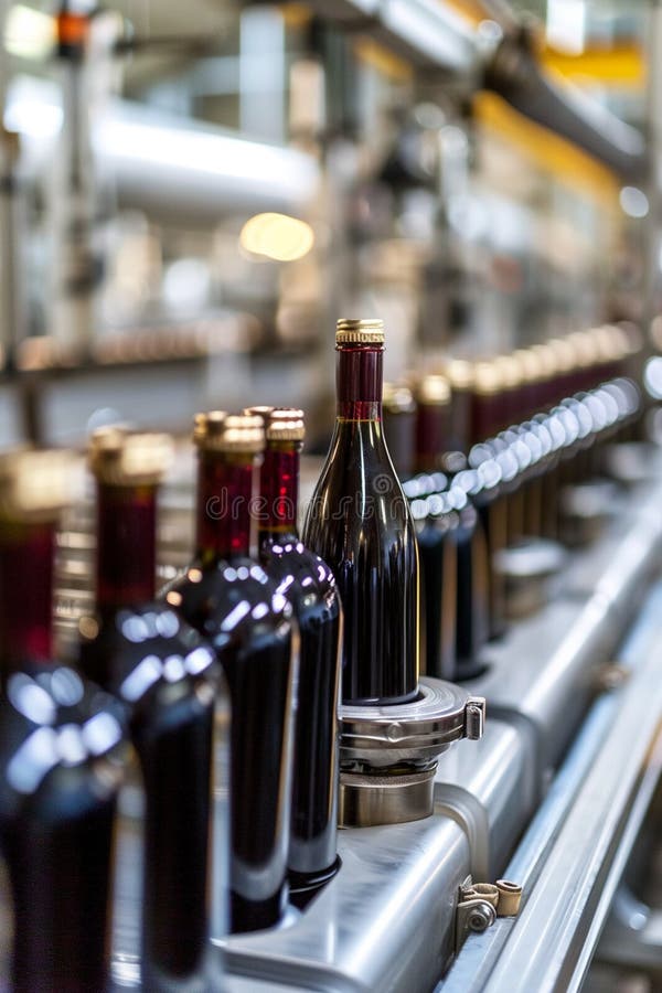Modern Industrial Wine Bottle Production Line Process Stock Photo ...