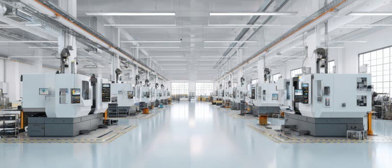 The Modern Industrial Workshop Featuring Advanced CNC Machines in a ...