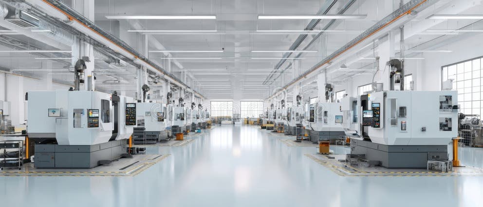 The Modern Industrial Workshop Featuring Advanced CNC Machines in a ...