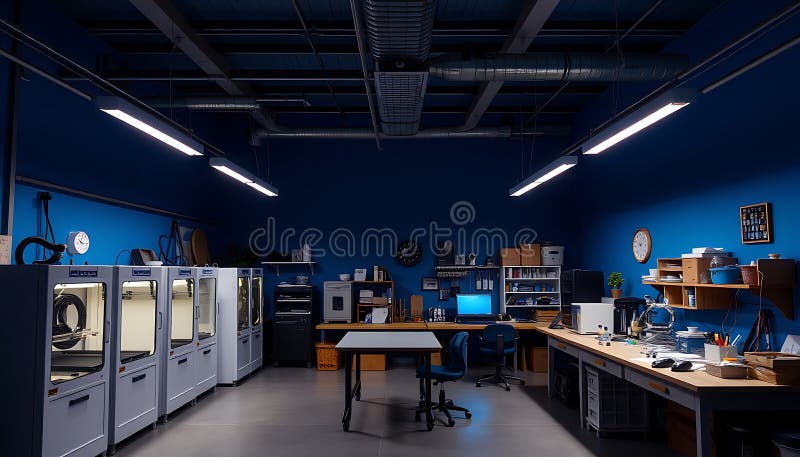 Modern Industrial Workshop Interior, Depicting Manufacturing and ...