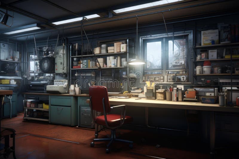 Modern Industrial Workshop Interior with Tools and Equipment Stock ...