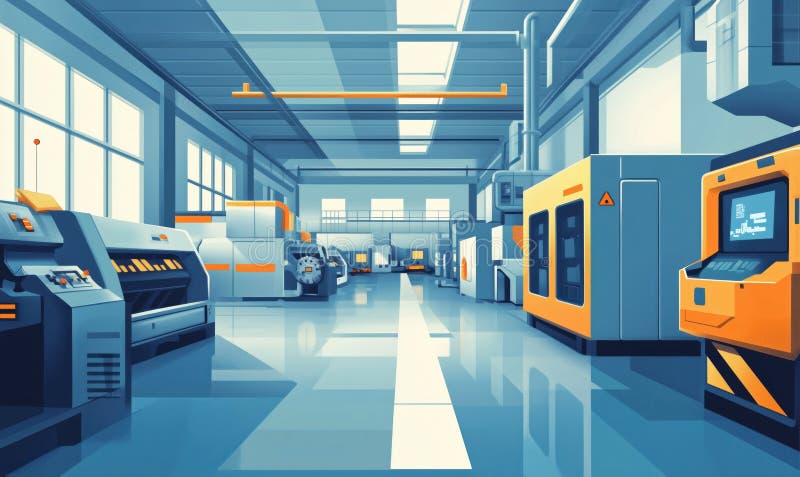 Modern Industrial Workshop with Machinery, Bright Lighting, Spacious ...
