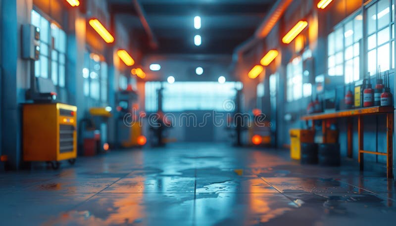 Modern Industrial Workshop with Tools and Equipment, High Tech Lighting ...