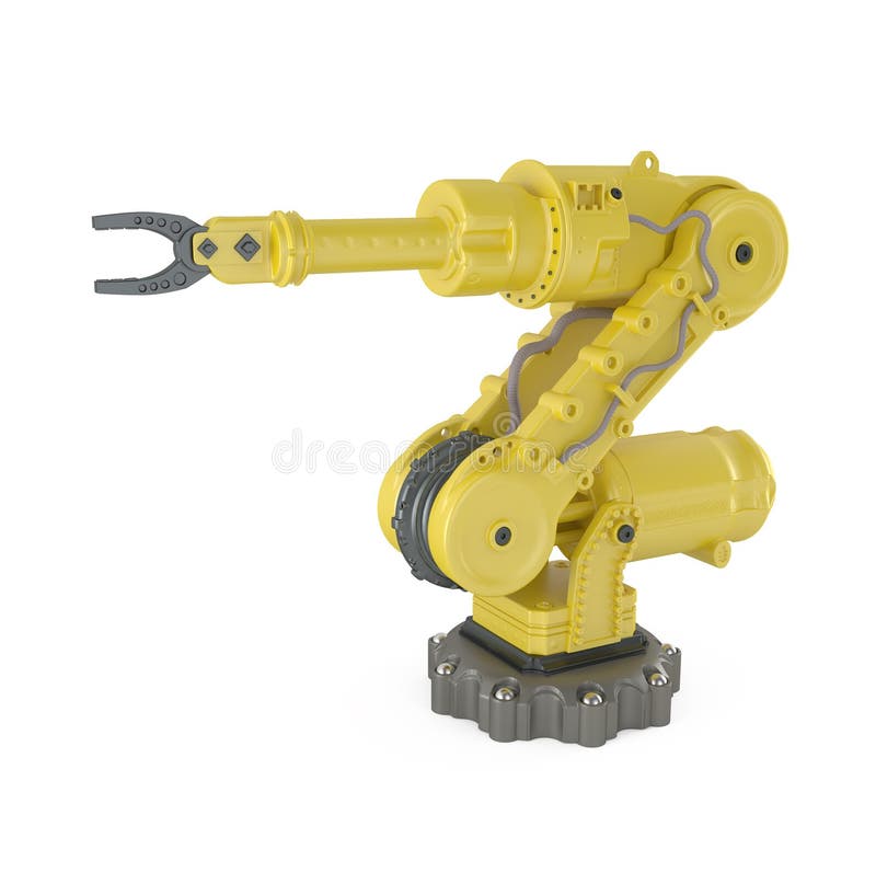 Modern Industry Yellow Robot Hand Isolated on White Stock Illustration ...
