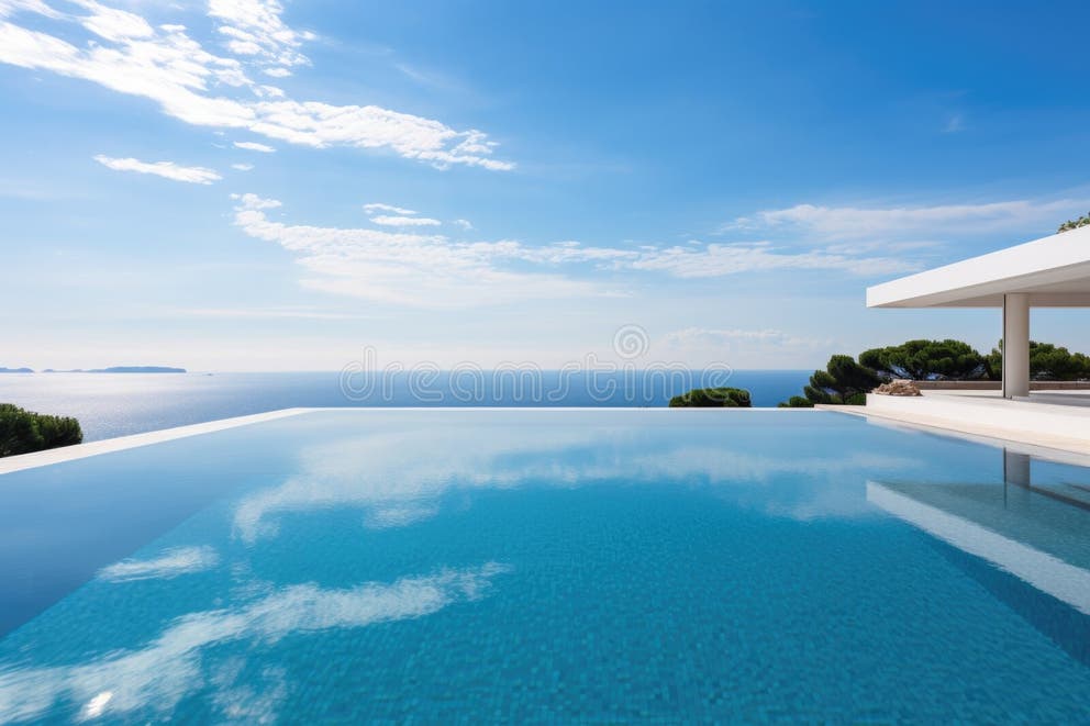 Modern Infinity Pool Facing the Mediterranean Stock Photo - Image of ...