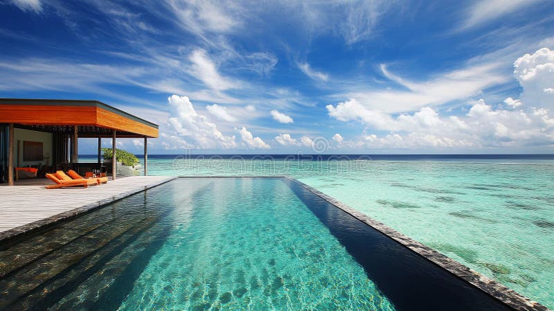 A Modern Infinity Pool at a Resort Blending Seamlessly with the Ocean ...