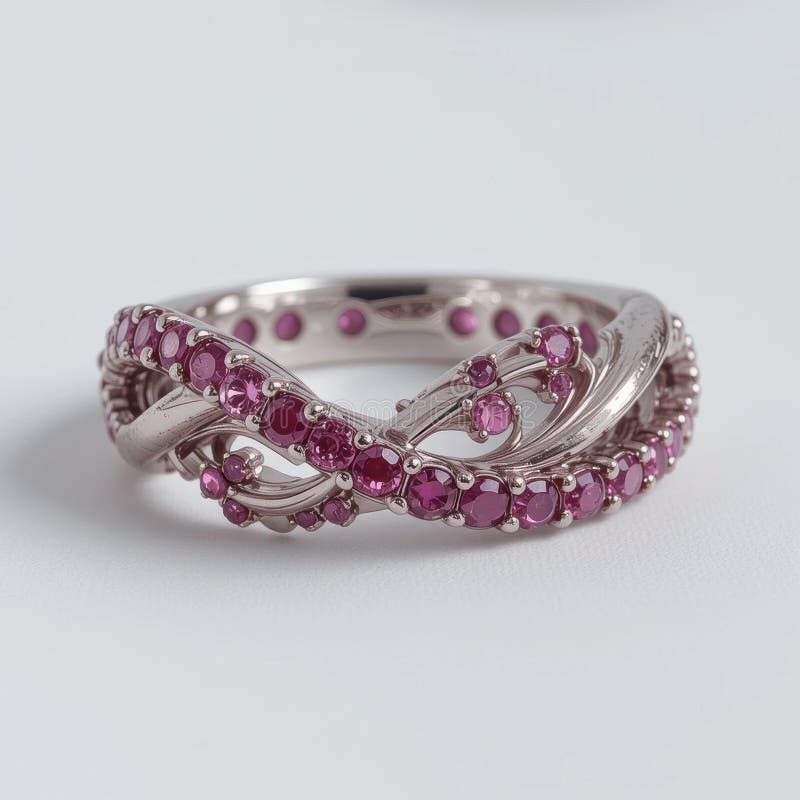 Modern Infinity Ring Featuring Round Rubies Set in Twisted Platinum ...
