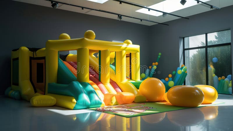 Modern Inflatable Playground for Children Indoor. AI Generative Stock ...