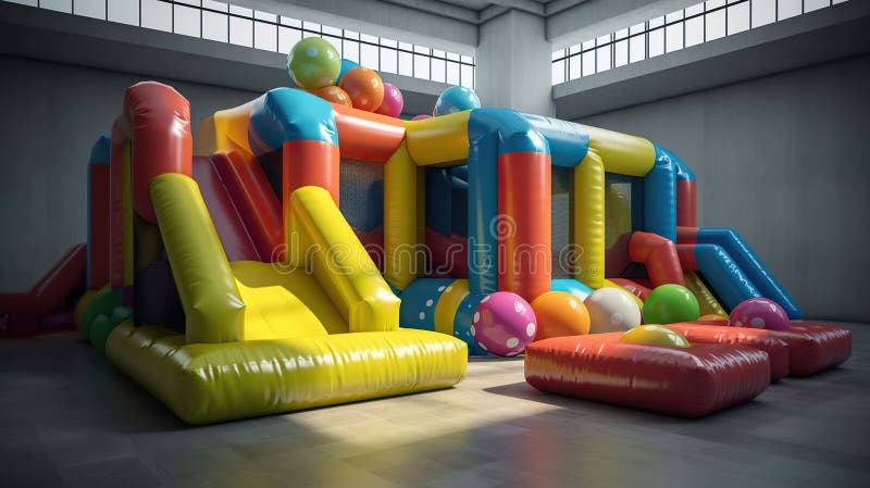 Modern Inflatable Playground for Children Indoor. AI Generative Stock ...