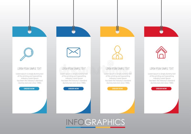 Modern Info-graphic Template for Business with Four Steps Multi-Color ...