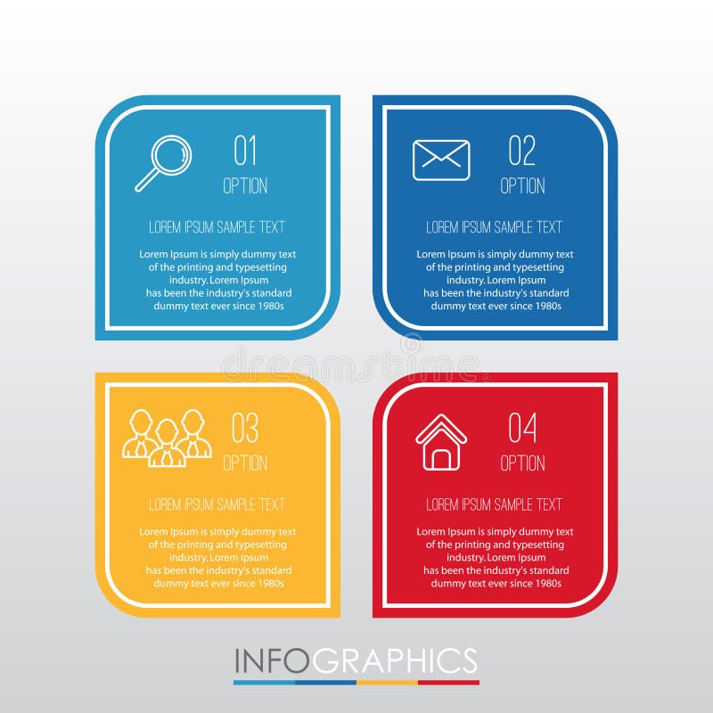 Modern Info-graphic Template for Business with Four Steps Multi-Color ...