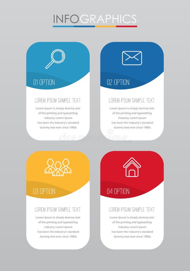 Modern Info-graphic Template for Business with Four Steps Multi-Color ...