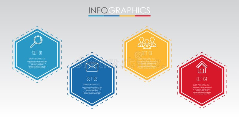 Modern Info-graphic Template for Business with Four Steps Multi-Color ...