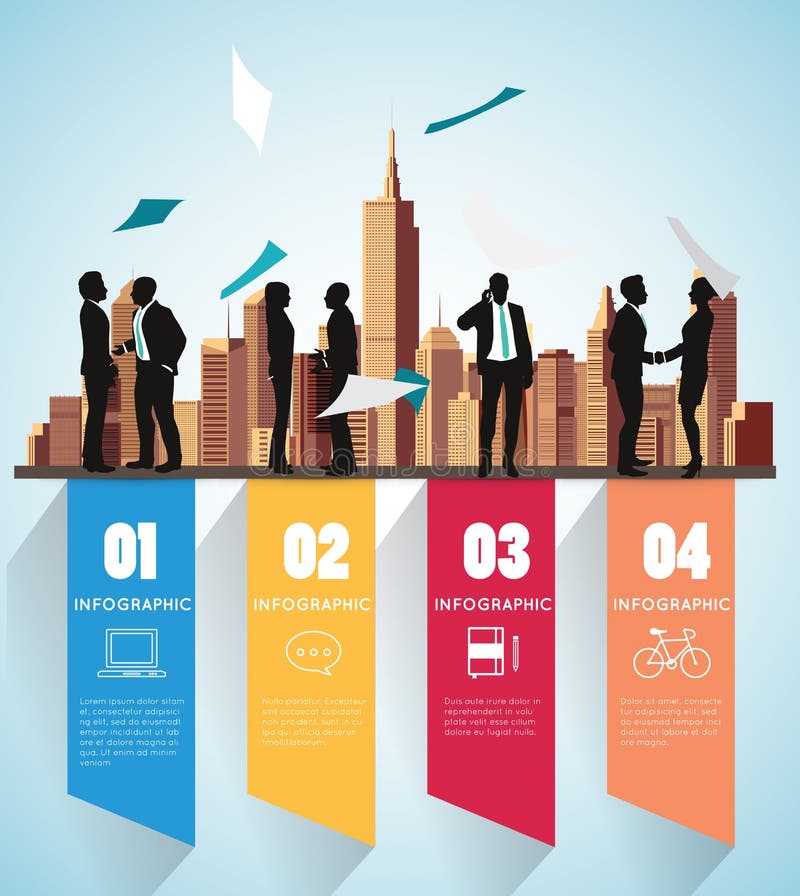 Modern Infographic for Business Project with Silhouette People. Stock ...