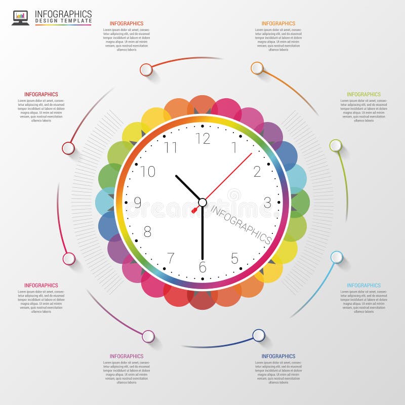 Modern Infographic with Colorful Clock. Vector Stock Vector ...