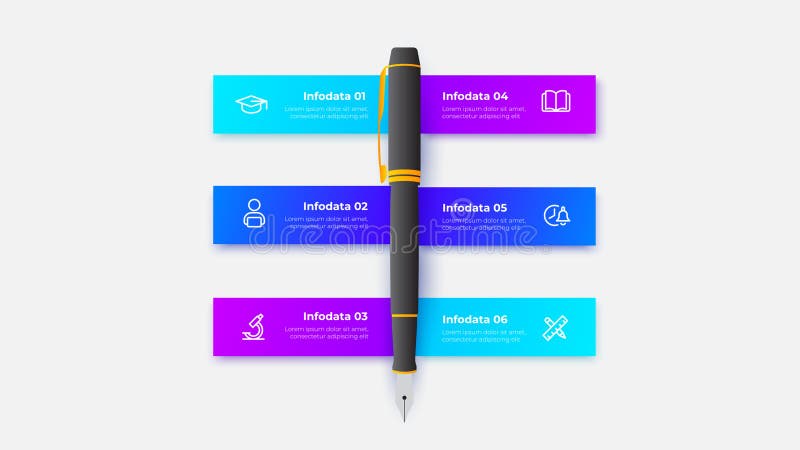 Modern Infographic Design Featuring a Central Pen Element, Vibrant Hues ...