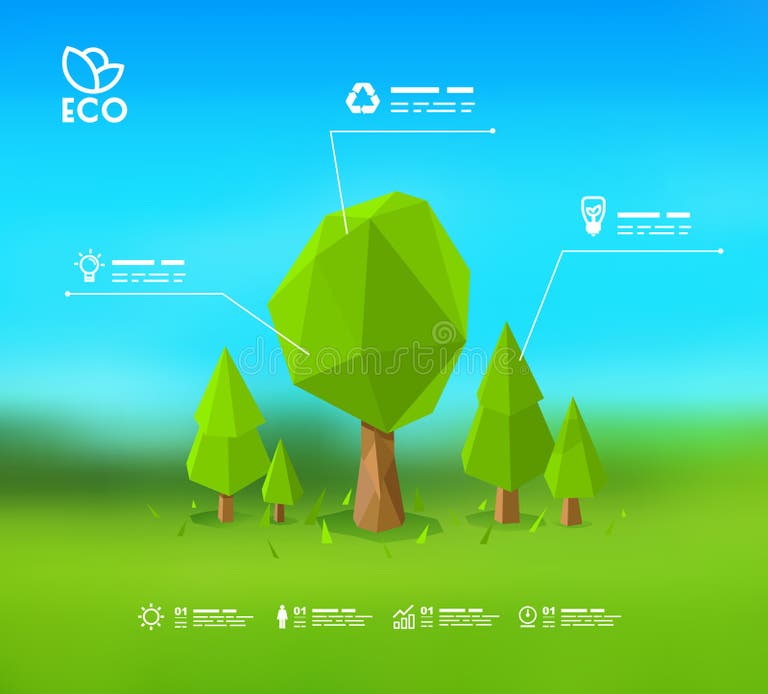 Modern Infographic Design with Lowpoly Tree Eps 10 Stock Illustration ...