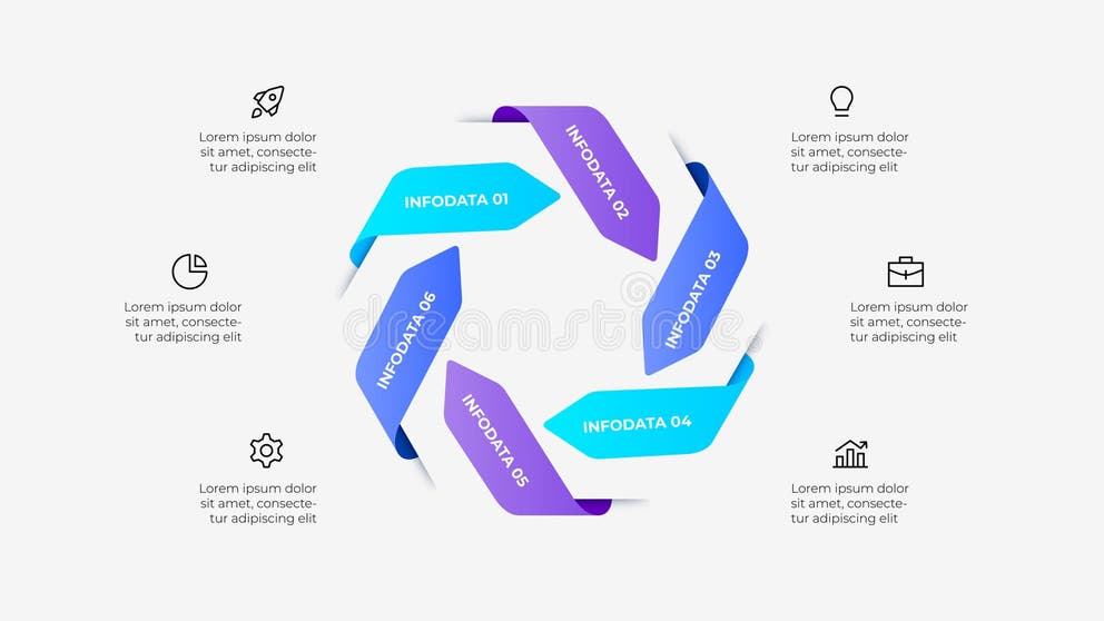 Modern Infographic Design with 6 Segments and Icons Representing ...