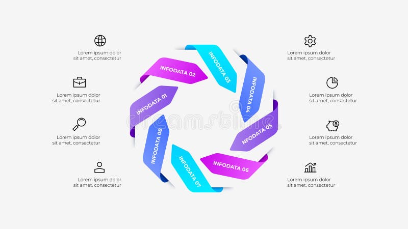 Modern Infographic Design with 8 Segments and Icons Representing ...